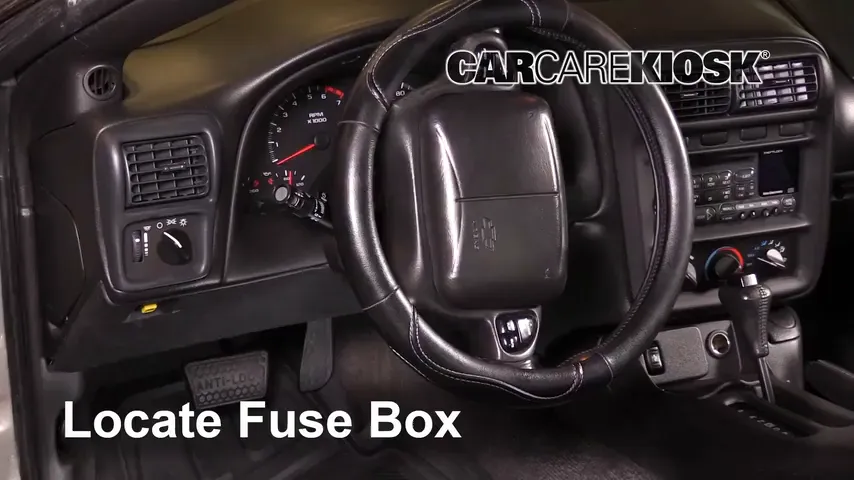 Interior Fuse Box Location: 2002 Chevrolet Camaro 3.8L V6 Convertible