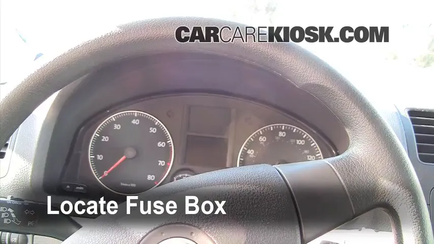 Interior Fuse Box Location: 2008 Volkswagen Rabbit S 2.5L 5 Cyl. (2 Door)