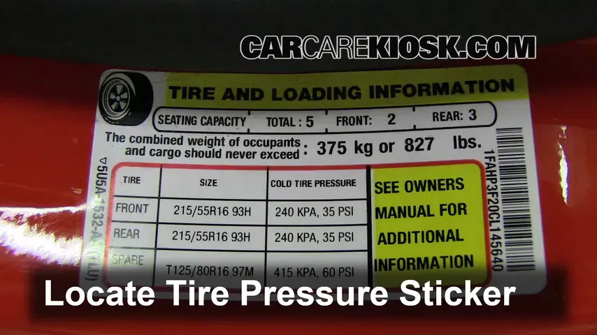 Tyre Pressure Ford Focus 2012