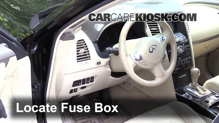 Interior Fuse Box Location: 2013 Infiniti FX37 3.7L V6