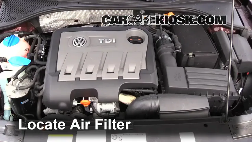 How to Change Engine Air Filter: 2013 Volkswagen Passat TDI SEL 2.0L 4 ...