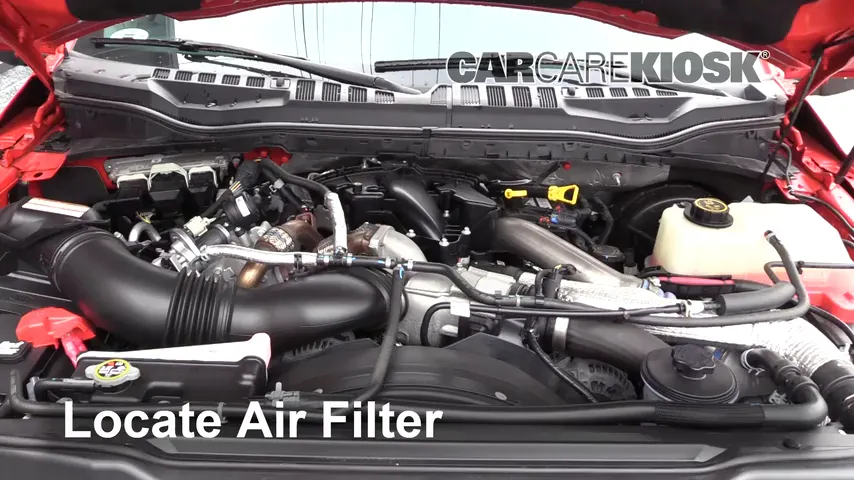 How to Change Engine Air Filter: 2017 Ford F-250 Super Duty XL 6.7L V8 ...
