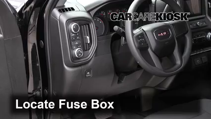 Interior Fuse Box Location: 2019 GMC Sierra 1500 5.3L V8 Crew Cab Pickup